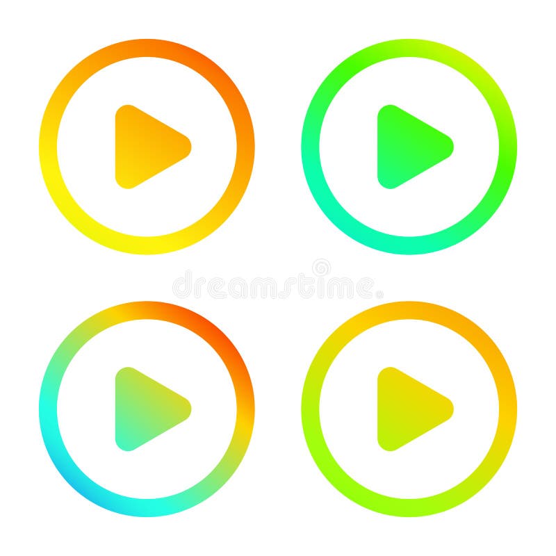 Play Button. Flat Gradient Icon. Isolated Sign for Web. Vector Set ...