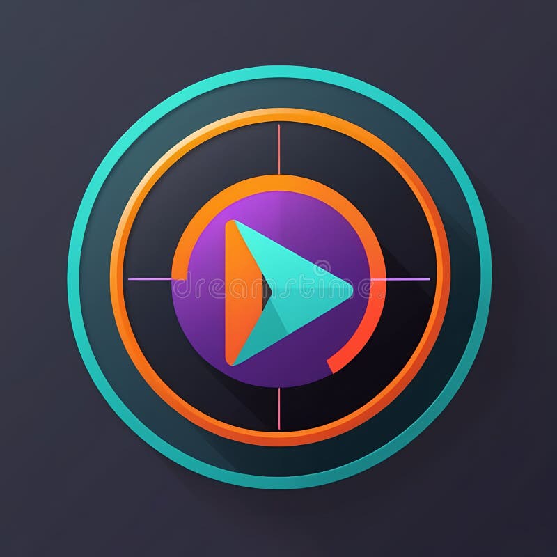 Play Button Graphic with Circles and Colorful Design Stock Illustration ...