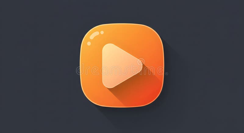 Play Button Graphic in Orange Tones on Dark Background Studio Shot ...