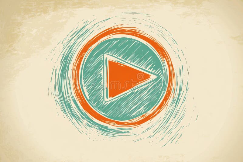 The Play Button is Hand Drawn and Isolated on Either a White or ...