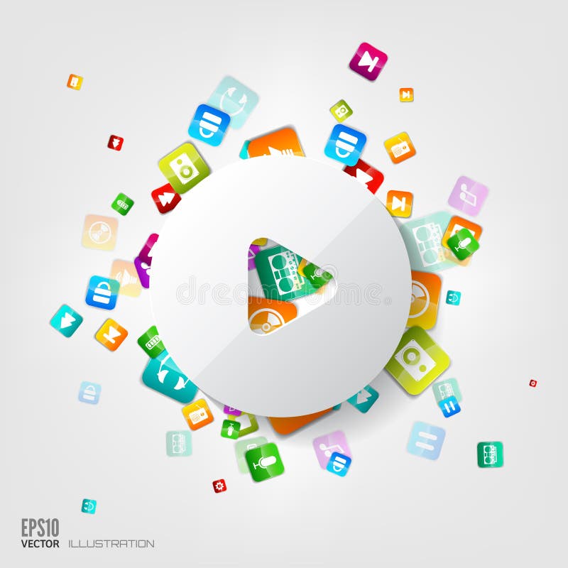 Play Button Icon. Application Button.Social Media and Cloud Computing ...