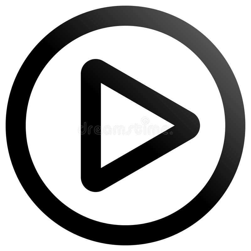Play Button Icon - Black Classic Gradient Outline, Isolated - Vector ...