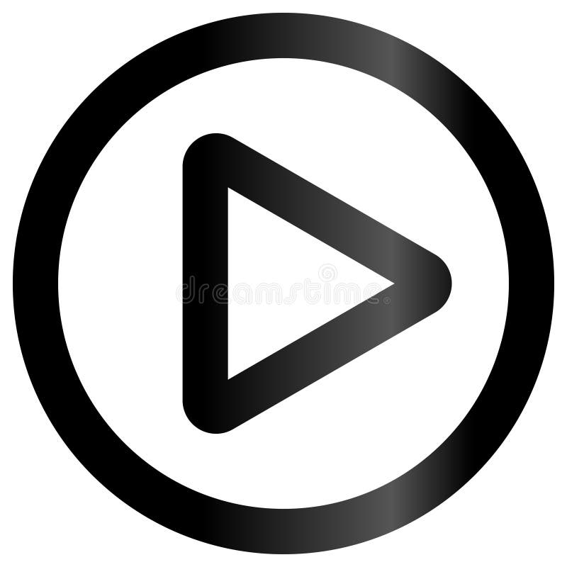 Play Button Icon - Black Classic Gradient Outline, Isolated - Vector ...