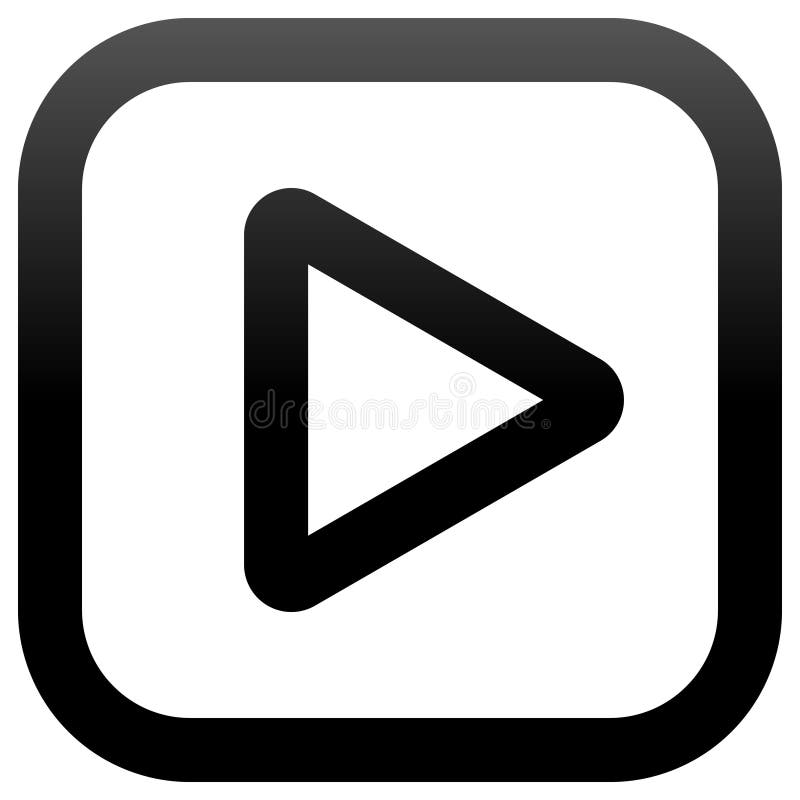 Play Button Icon - Black Classic Gradient Outline, Isolated - Vector ...