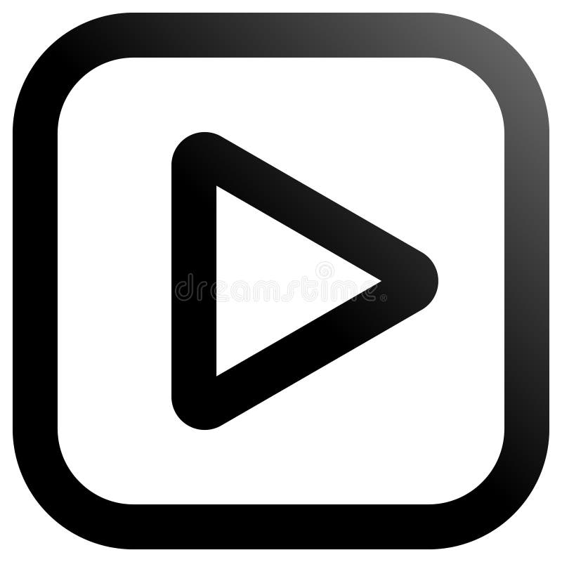 Play Button Icon - Black Classic Gradient Outline, Isolated - Vector ...