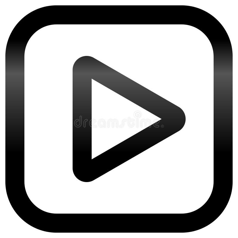 Play Button Icon - Black Classic Gradient Outline, Isolated - Vector ...