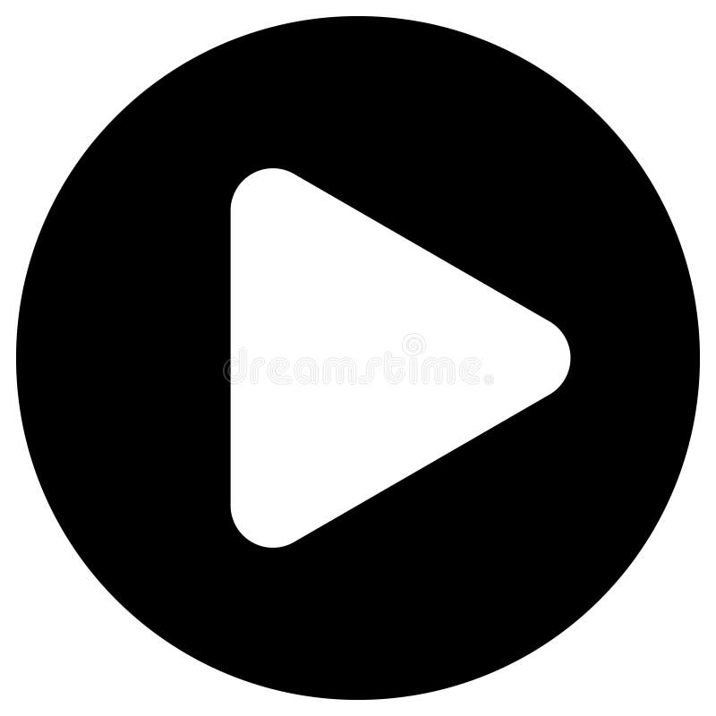 Play Button Icon - Black Classic Gradient Outline, Isolated - Vector ...