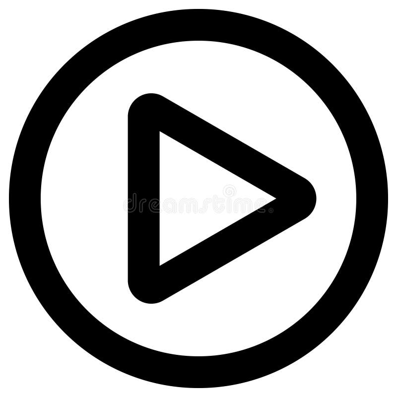 Play Button Icon - Black Classic Outline, Isolated - Vector Stock ...