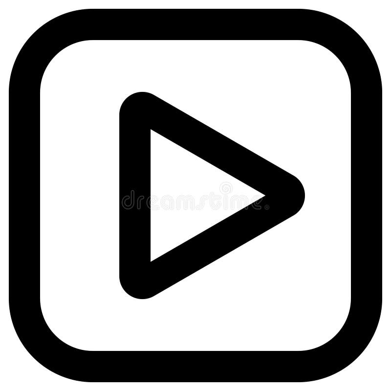 Play Button Icon - Black Classic Outline, Isolated - Vector Stock ...