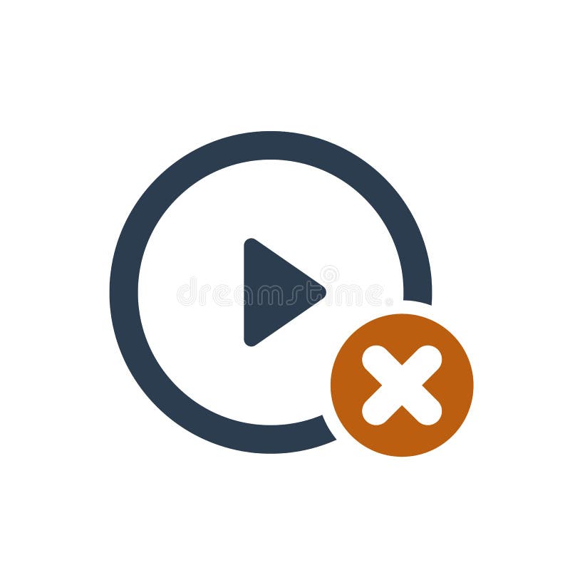 Play Button Icon with Cancel Sign. Play Button Icon and Close, Delete ...
