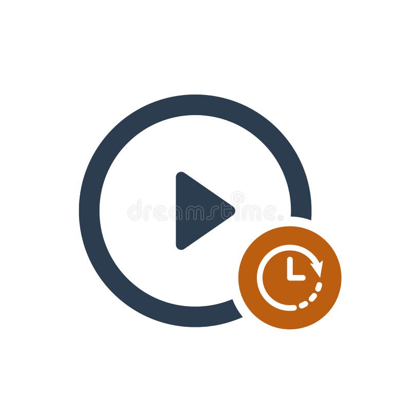 Play Button Icon with Clock Sign. Play Button Icon and Countdown ...