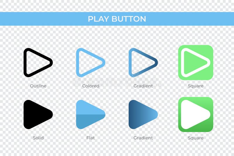 Play Button Icon in Different Style. Play Button Vector Icons Designed ...