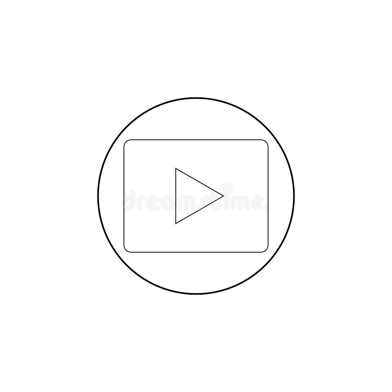 Play Button Icon, Flat Play Icon Outline in a Circle, Black Line Stock ...