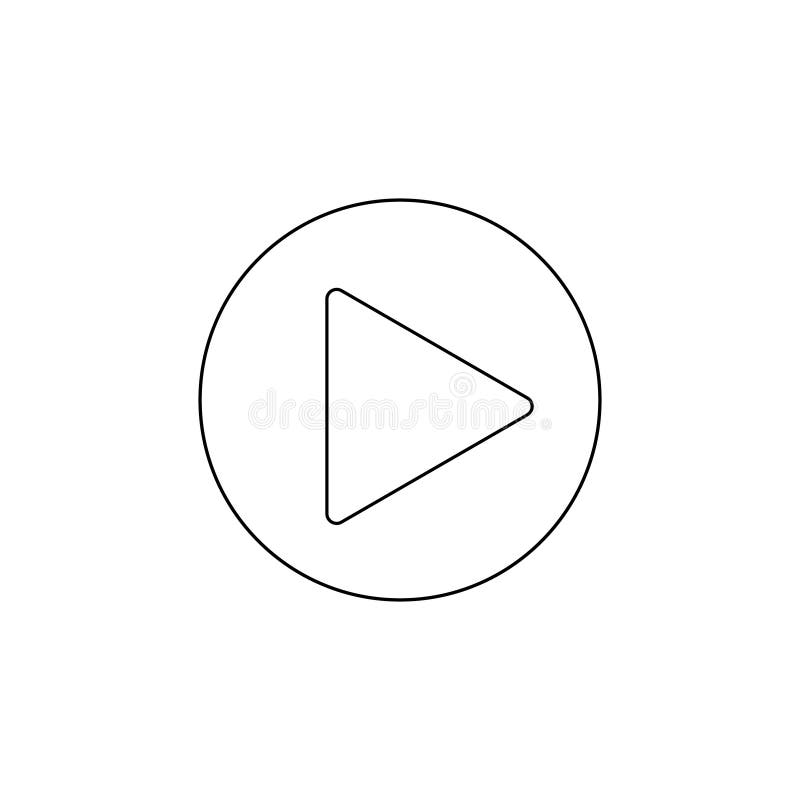 Play Button Icon, Flat Play Icon Outline in a Circle, Black Line Stock ...