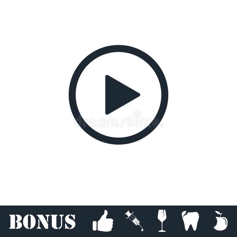 Play button icon flat stock vector. Illustration of next - 151745879