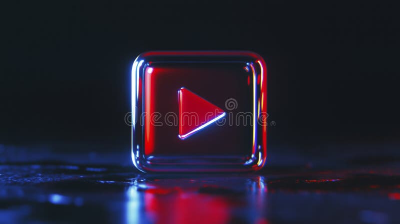 Play Button Icon, Glossy Black Frame, Red Interior Stock Photo - Image ...