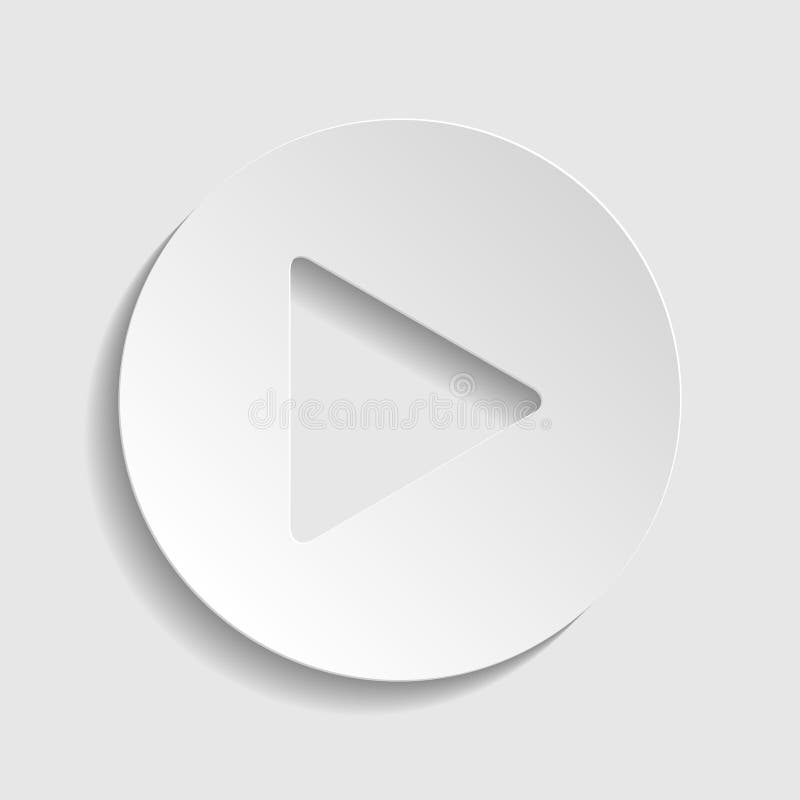 Play Button Icon with Hand Sign. Paper Style Icon. Illustration. Stock ...