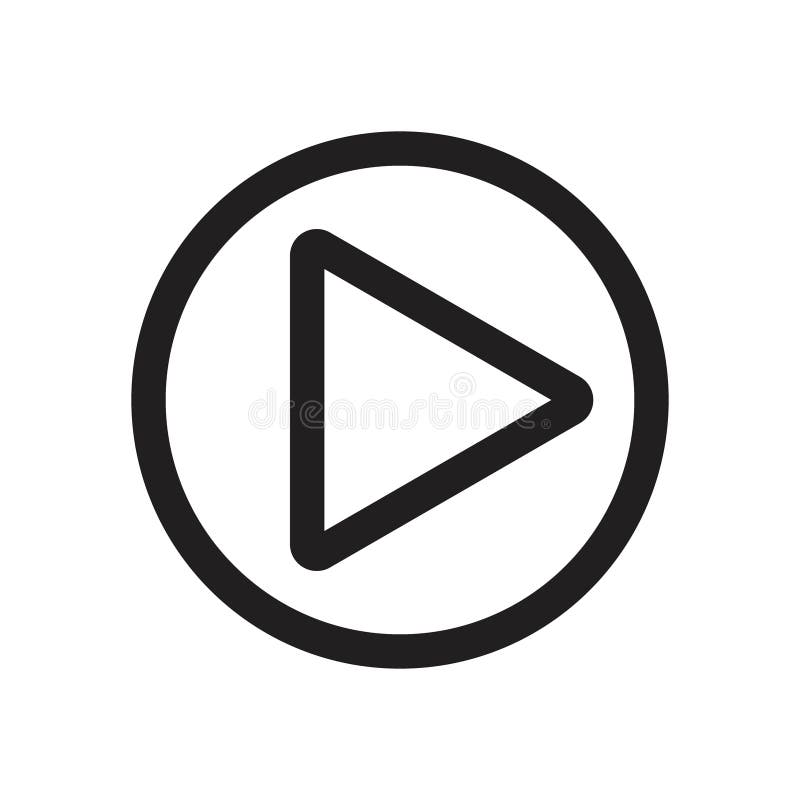 Play Button Icon Linear Logo Mark in Black and White Stock Illustration ...