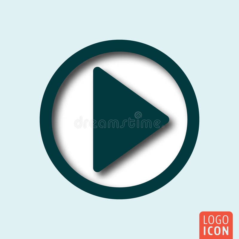 Play Button Icon Minimal Shadow Design Stock Vector - Illustration of ...