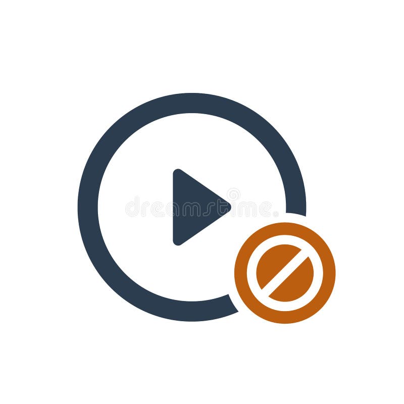 Play Button Icon with Not Allowed Sign. Play Button Icon and Block ...
