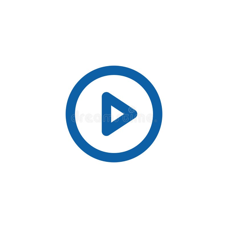 Play Button Icon, Outline Flat Round Play Button Symbol. Stock Vector ...