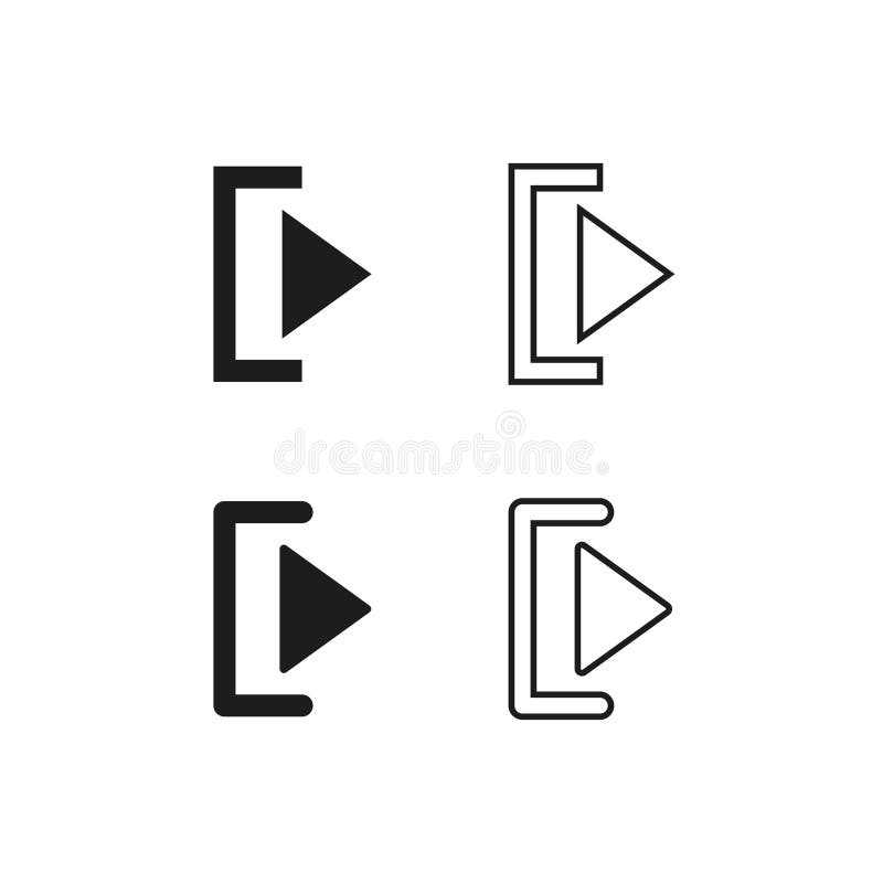 Play Button Icons Set. Four Different Play Symbols. Black and White ...