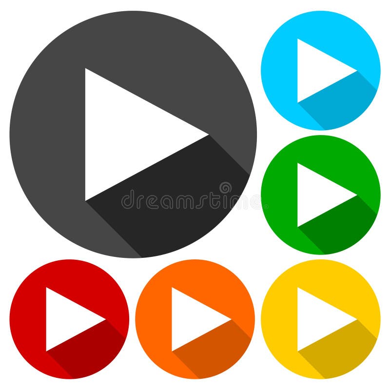 Play Button Icons Set with Long Shadow Stock Vector - Illustration of ...