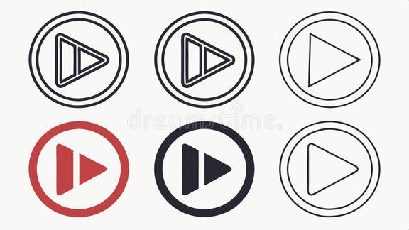 Play Button Icons Set, Media Player Controls, Video Playback, Interface Elements Vector Design ...