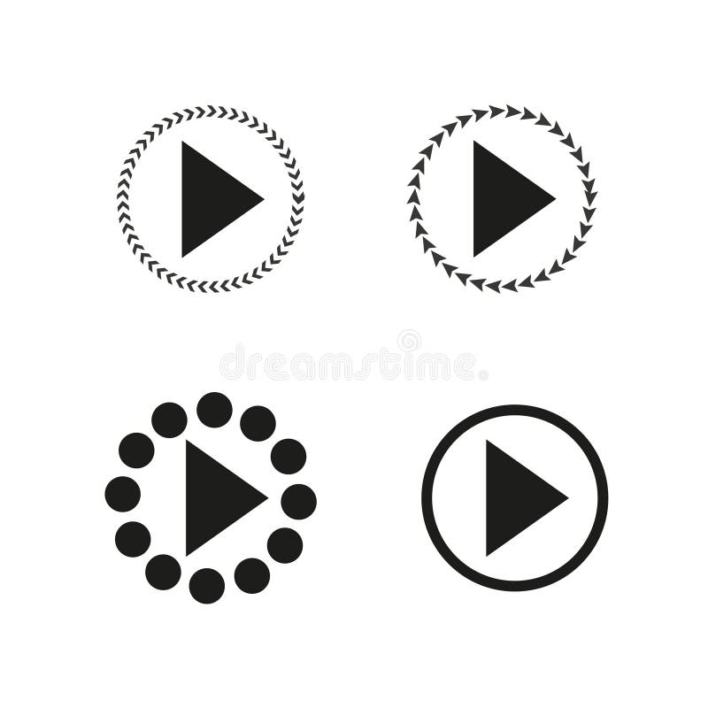 Play Button Icons Set. Multimedia Interface Elements. Circular Symbols ...