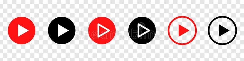 Play Button Icons. Set of Symbol on a Transparent Background. Video ...