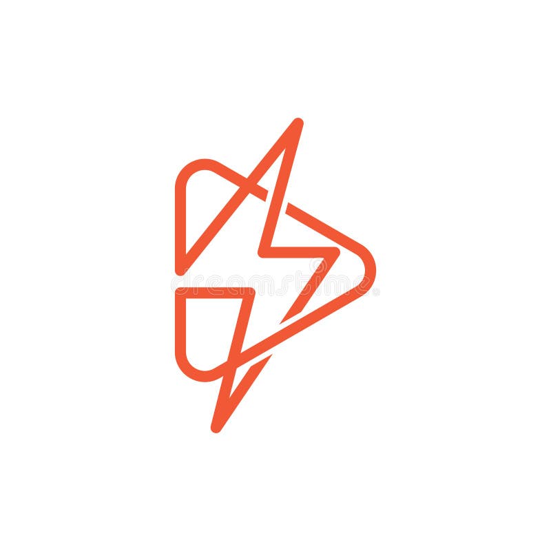 Play Button with Light Bolt Line Simple Logo Stock Vector ...
