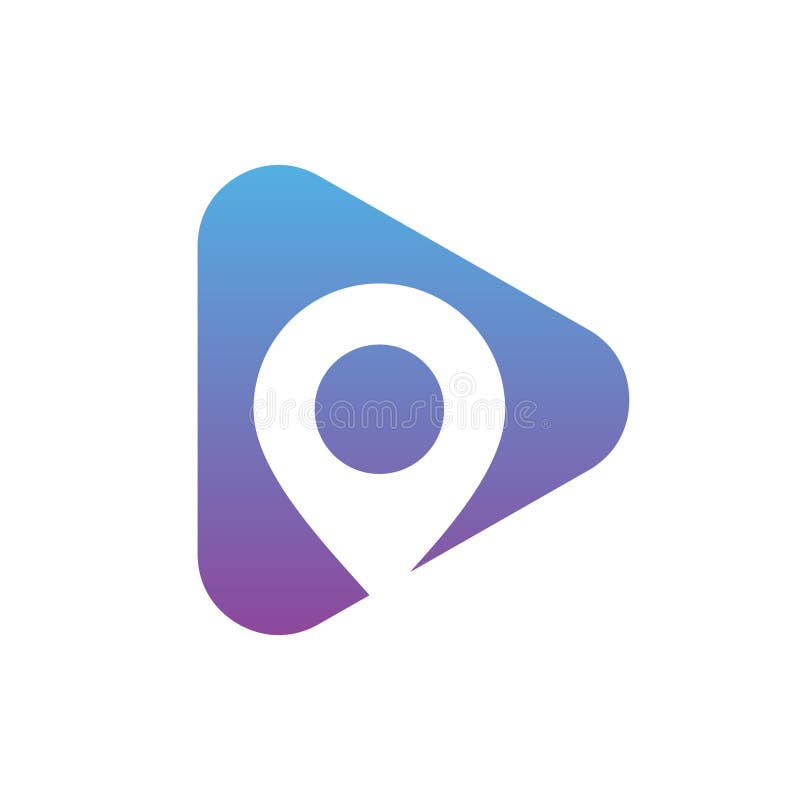 Play Button and Location Pin Logo, Map Pointer Combined with Video ...