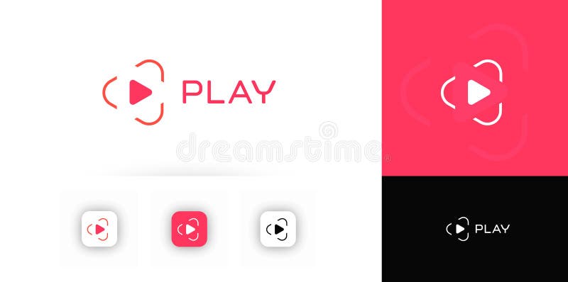 Play Button Logo with Abstract Triangle for Digital Video App, Tech ...