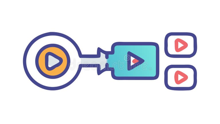 Play Button & Media Controls Icon, Video Playback Interface, Vector ...