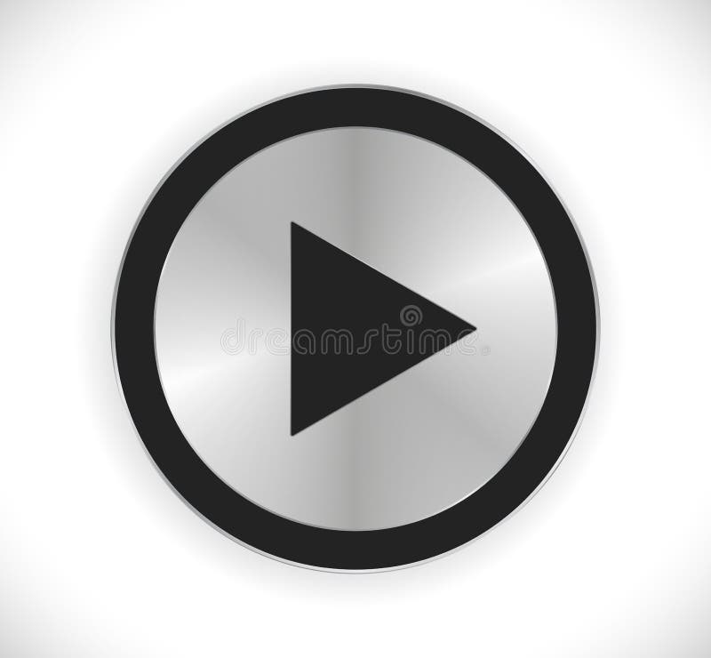 Play button metal stock vector. Illustration of pause - 210013546