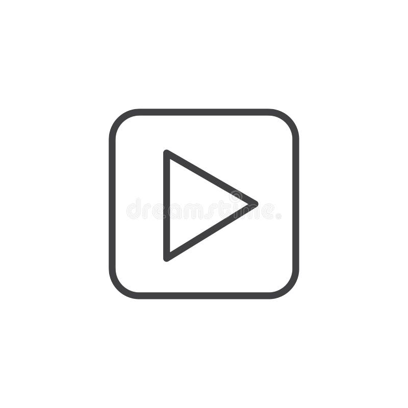 Square Play Button Outline Icon Stock Vector - Illustration of vector ...
