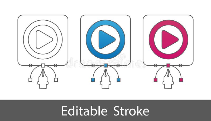 Play Button - Outline Styled Icon - Editable Stroke - Vector ...