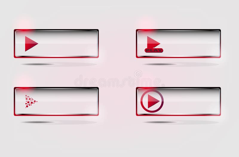 Glass play button square stock vector. Illustration of media - 248773579