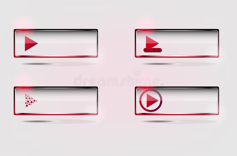 Glass play button square stock vector. Illustration of media - 248773579