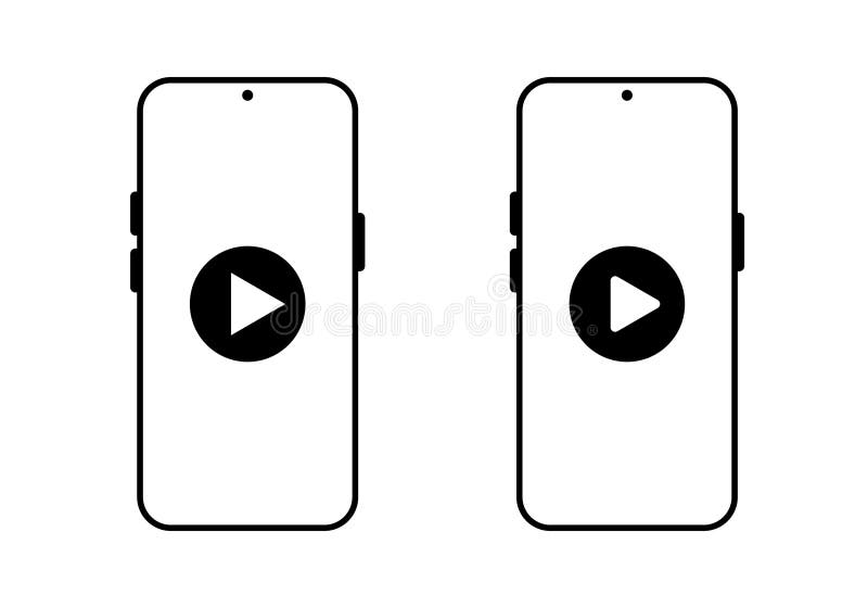 Play Button on Smartphone Screen Icon. Streaming Video Symbol on Mobile ...