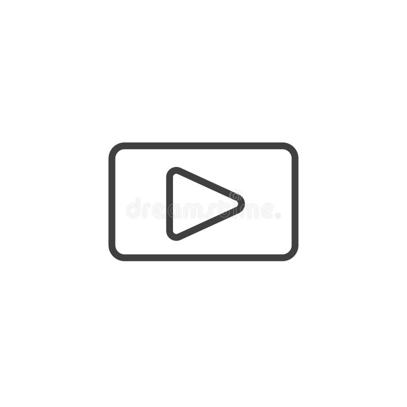 Play Button Square Line Icon Stock Vector - Illustration of button ...