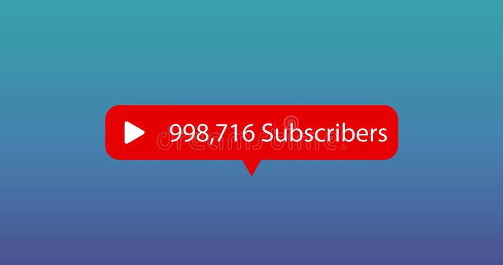Play Button and 998,716 Subscribers Text Image Over Gradient Background ...