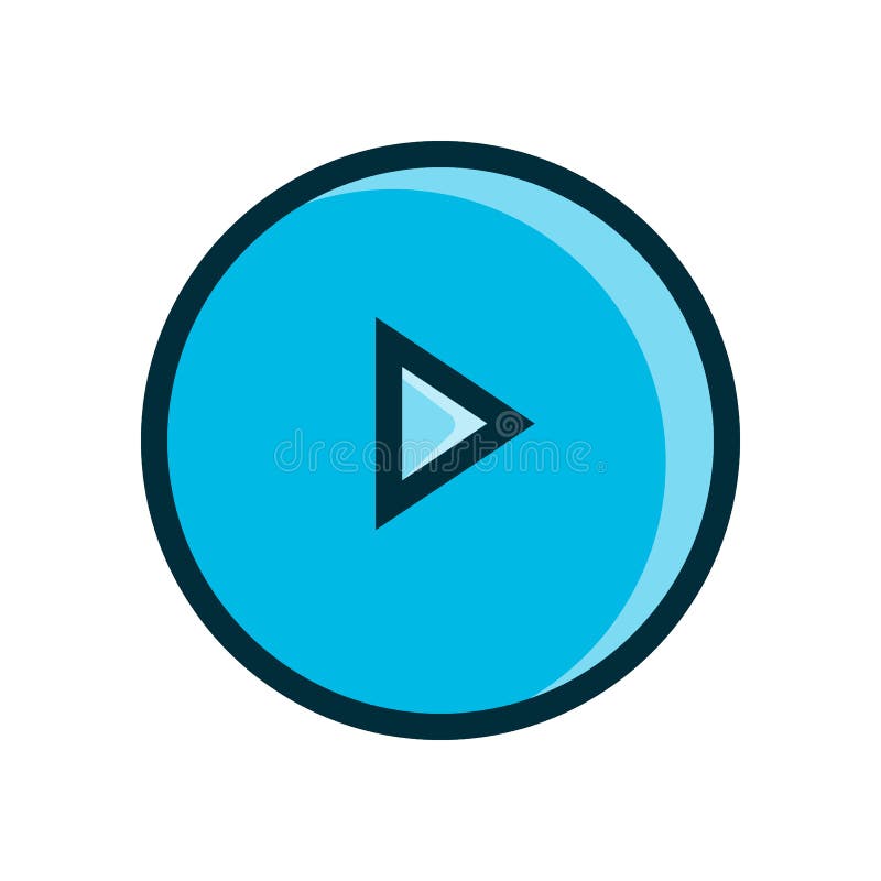 Play Button Symbol Blue Icon Vector Illustration Isolated on White ...