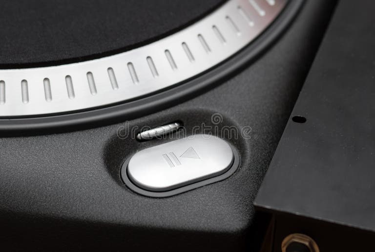 Play Button on Turntable Record Player Stock Image - Image of record ...