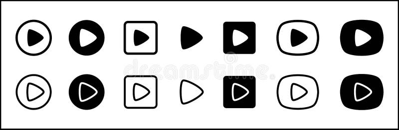 Play Button Vector Icon Set. Multimedia Music and Camera Plays Buttons ...