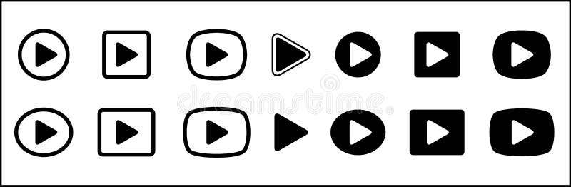 Play Button Vector Icon Set. Multimedia Music Plays Buttons Collection ...