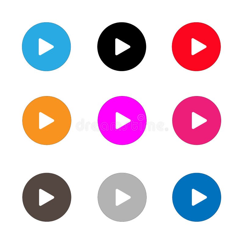 White Play Button Icon on Transparent Background. Flat Style. White ...