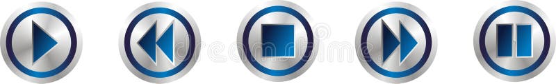 Audio Video Player Buttons Blue Stock Vector - Illustration of device ...