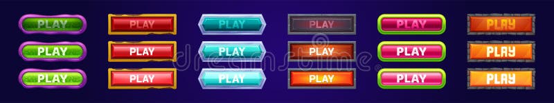 Game Menu Interface, Ui Buttons, Glossy Elements Stock Illustration - Illustration of game ...