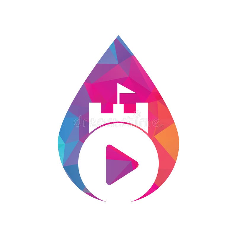 Play Castle Drop Shape Concept Logo Design. Stock Vector - Illustration ...